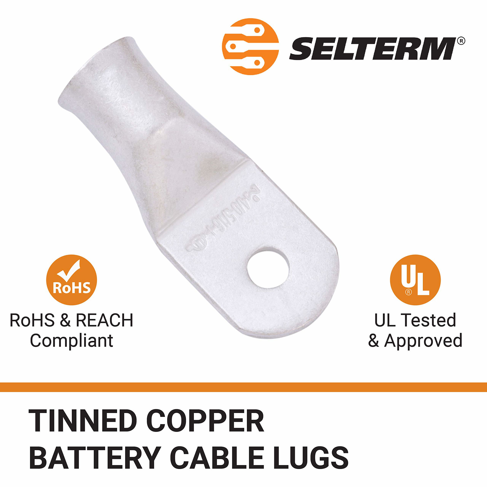 GetUSCart- SELTERM 10pcs 4/0 AWG (XL)-5/16" Stud Tinned Copper Wire Lugs, Heavy Duty Battery ...