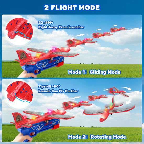 GetUSCart- 3 Pack Airplane Launcher Toy for Kids, 12.6" LED Foam Glider ...