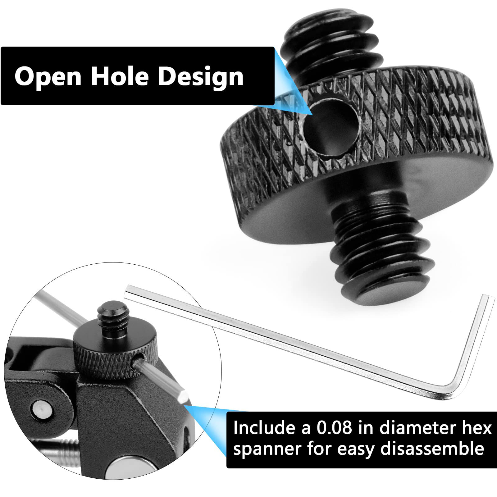GetUSCart- Upgraded 1/4" Male to 1/4" Male Threaded Tripod Screw ...