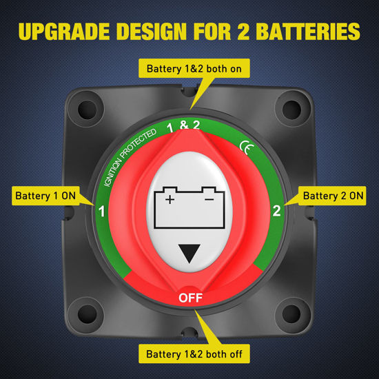 GetUSCart- Nilight 1-2-Both-Off Battery Switch, 12V-48V Battery ...