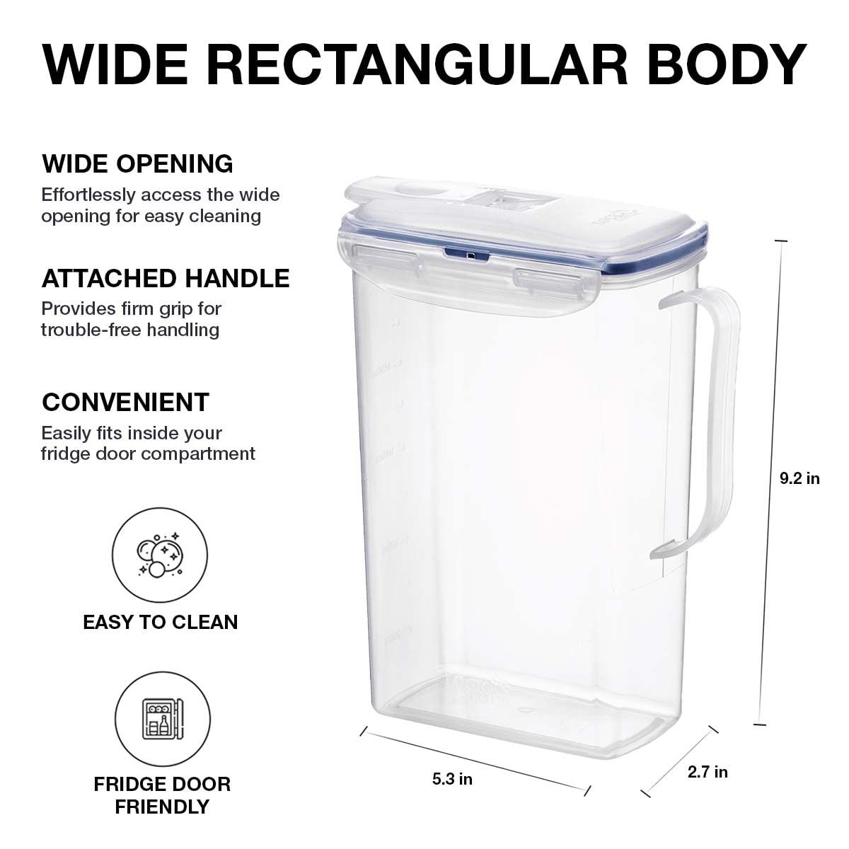 GetUSCart- LocknLock Aqua Fridge Door Water Jug with Handle BPA Free ...