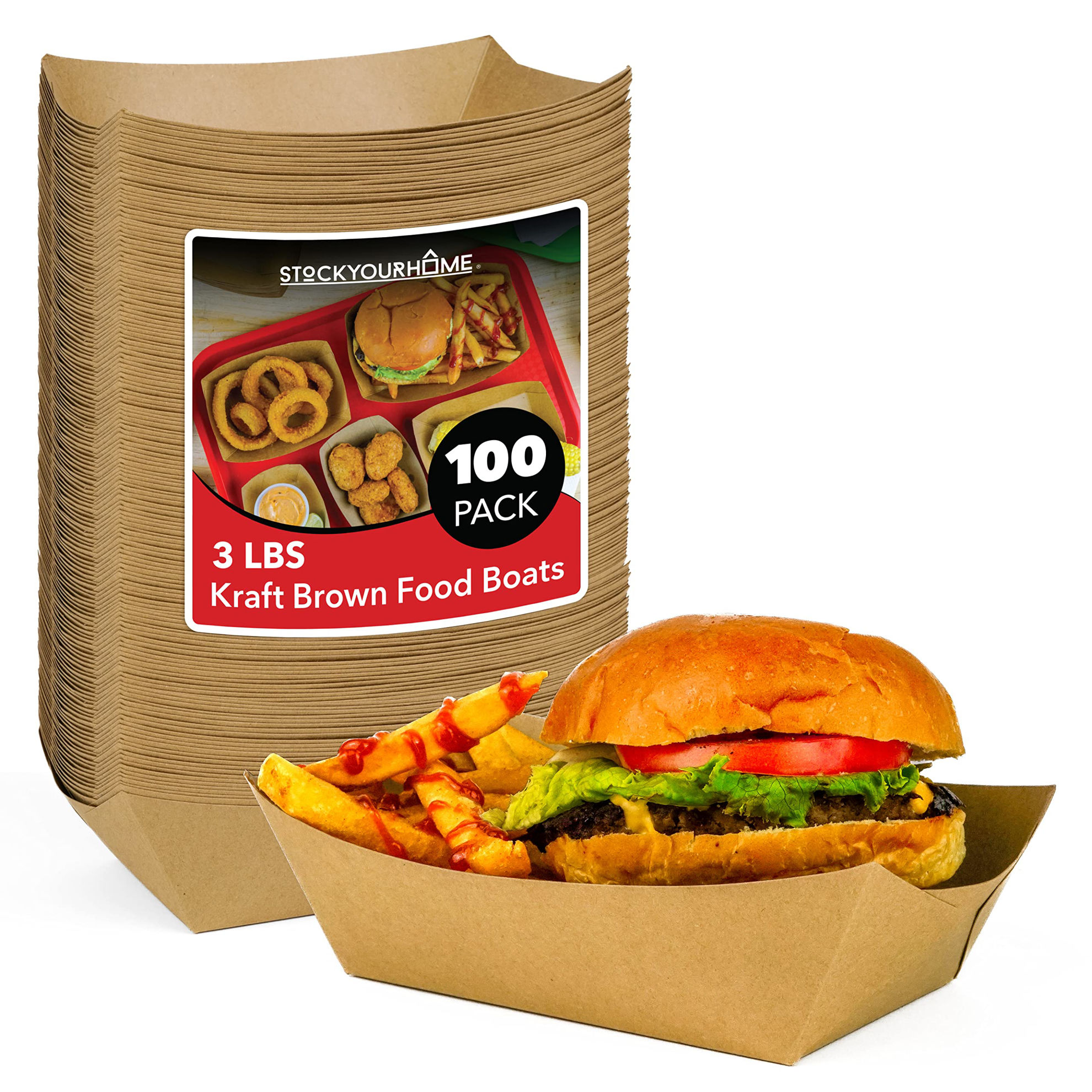 GetUSCart- [100 Pack] Extra Large Disposable Brown Kraft Paper Food ...