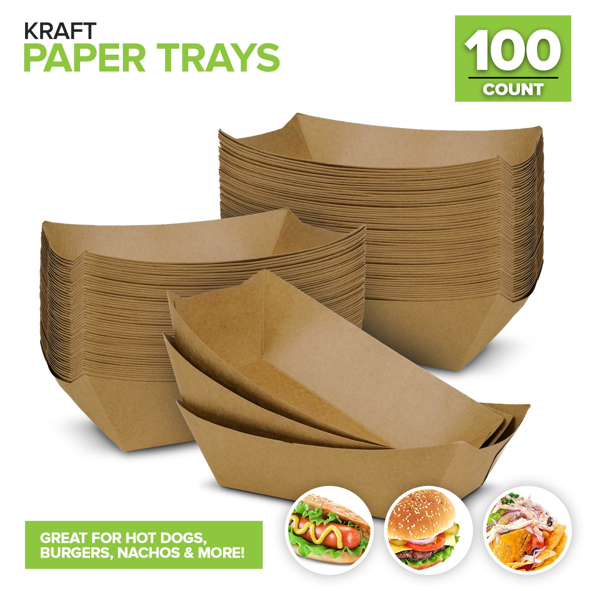 GetUSCart- [100 Pack] Extra Large Disposable Brown Kraft Paper Food ...