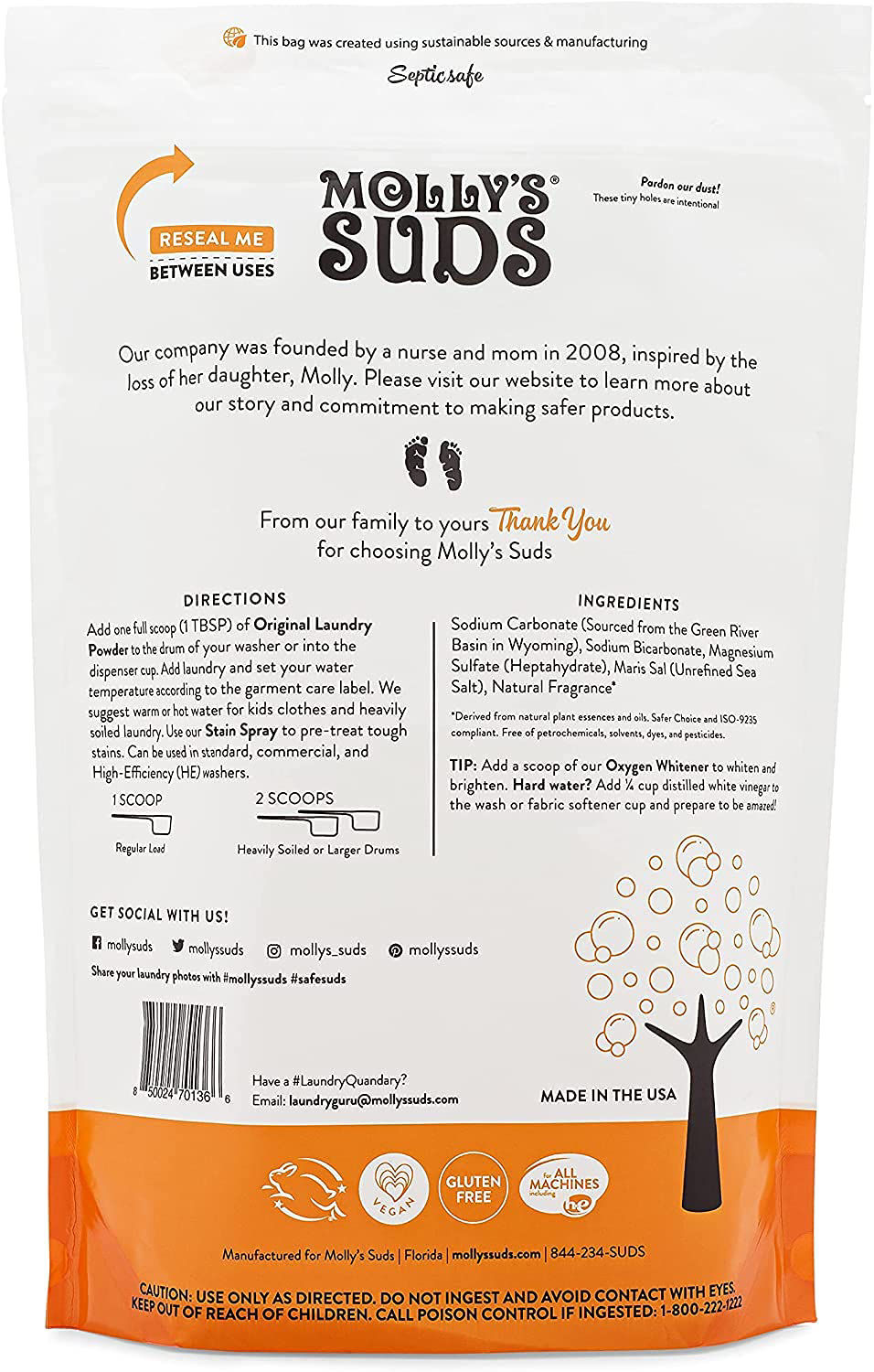 GetUSCart- Molly's Suds Original Laundry Detergent Powder | Natural ...