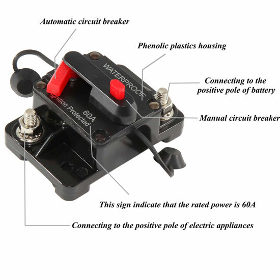 GetUSCart- RED WOLF 60 Amp Circuit Breaker W/Ring Terminal 2 Gauge ...