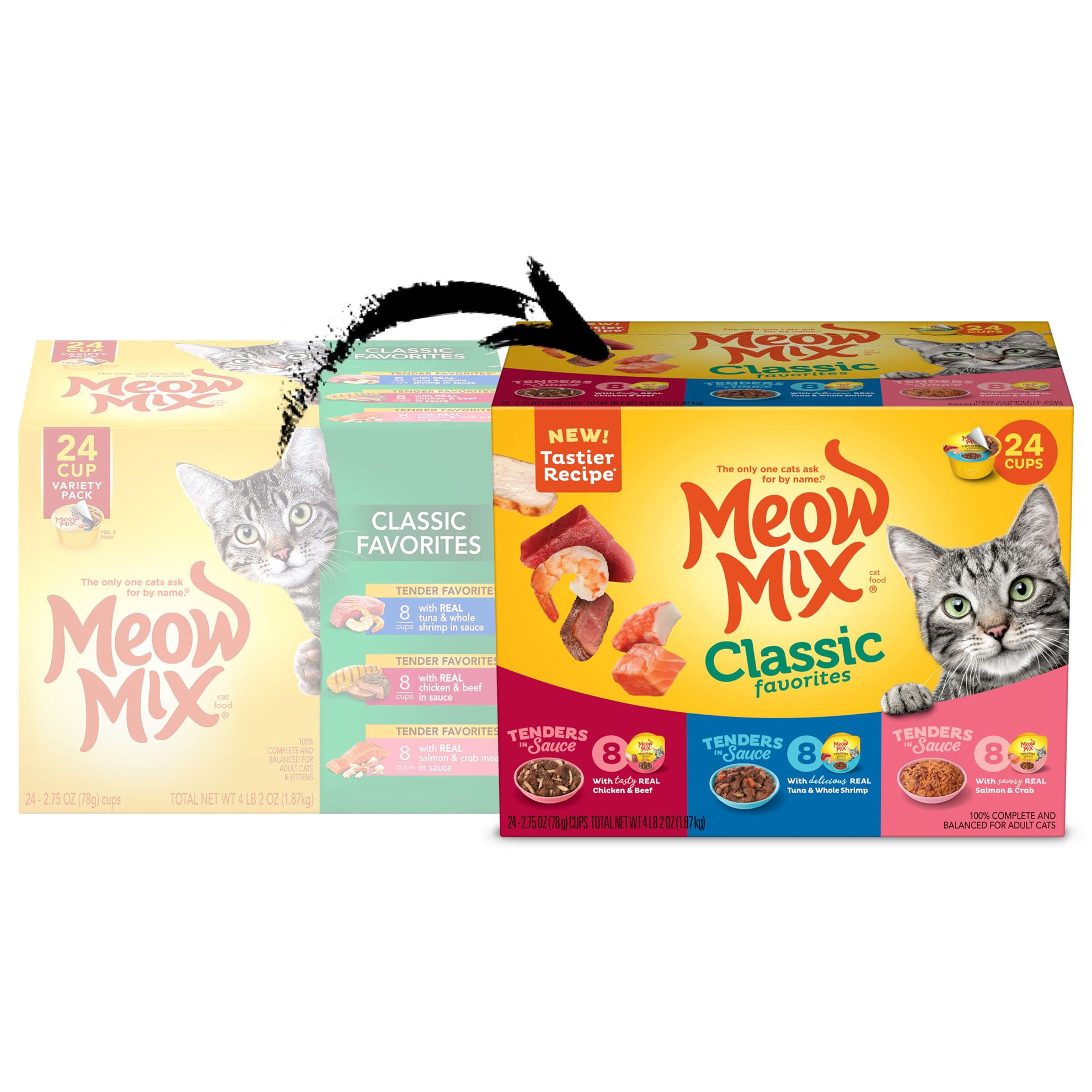 GetUSCart- Meow Mix Classic Favorites Wet Cat Food, Variety Pack, 2.75 ...