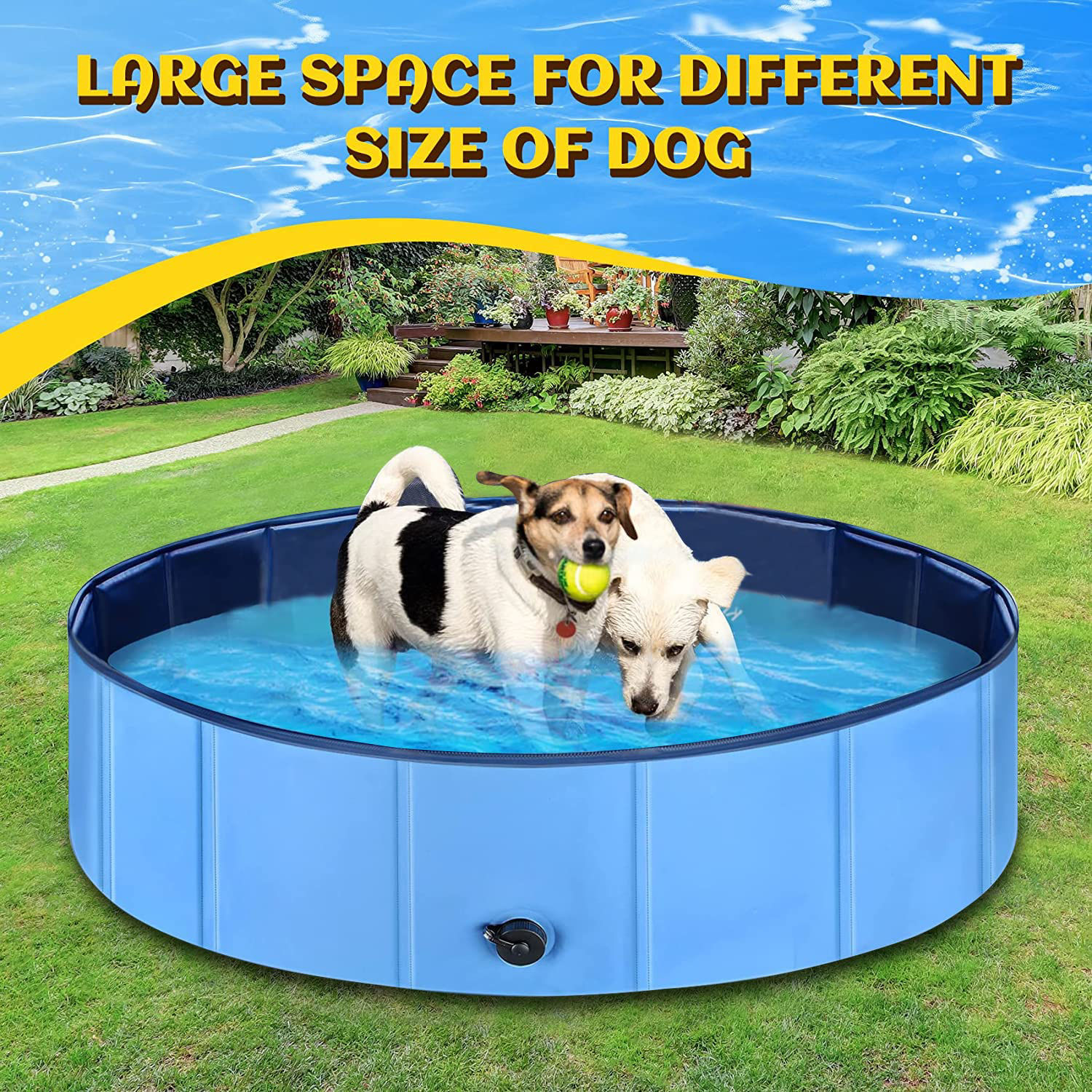 GetUSCart- Dog Pool for Large Dogs 63"x12" JECOO Kiddie Pool Hard ...