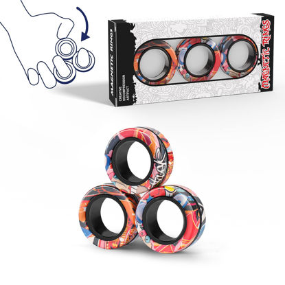 GetUSCart Magnetic Rings Fidget Toy Set Idea ADHD Fidget Toys Adult Fidget Magnets Spinner Rings for Anxiety Relief Autism Therapy Fidget Pack Great Gift for Adults Teens Kids G