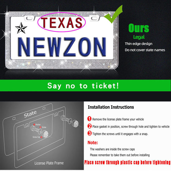 GetUSCart- Newzon Rhinestone Bling License Plate Frames for Women Cute ...