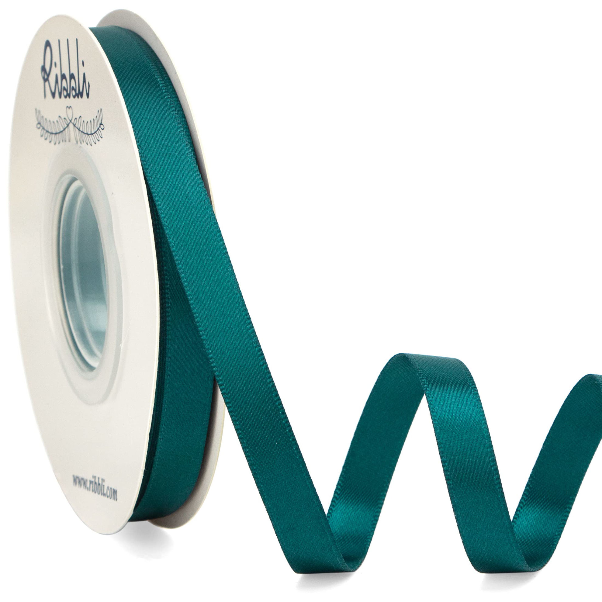 GetUSCart- Ribbli Double Faced Teal Satin Ribbon,3/8” x Continuous 25 ...