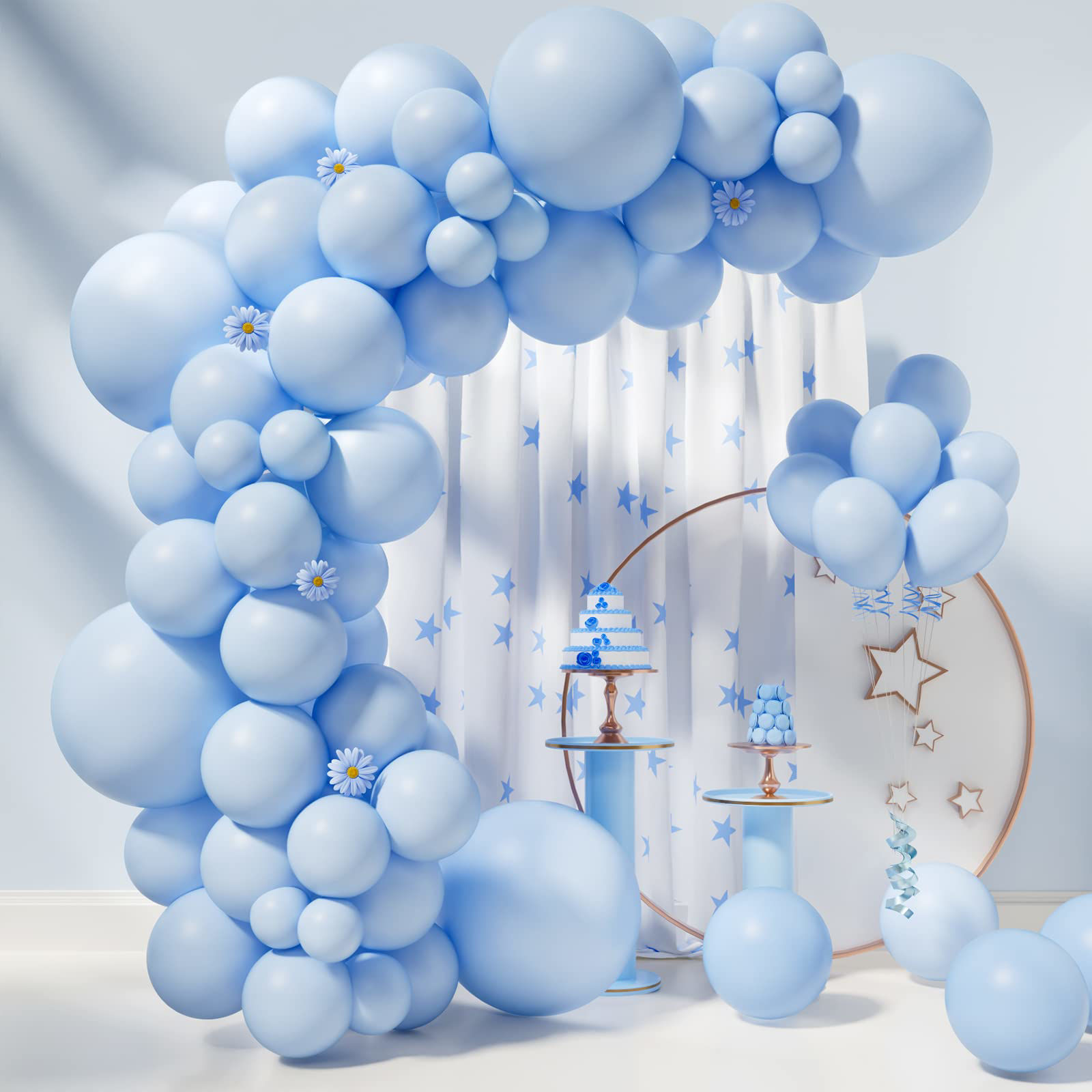 GetUSCart- Pastel Blue Balloons 85 pcs Light Blue Balloon Garland Arch Kit 5/10/12/18 Inch ...
