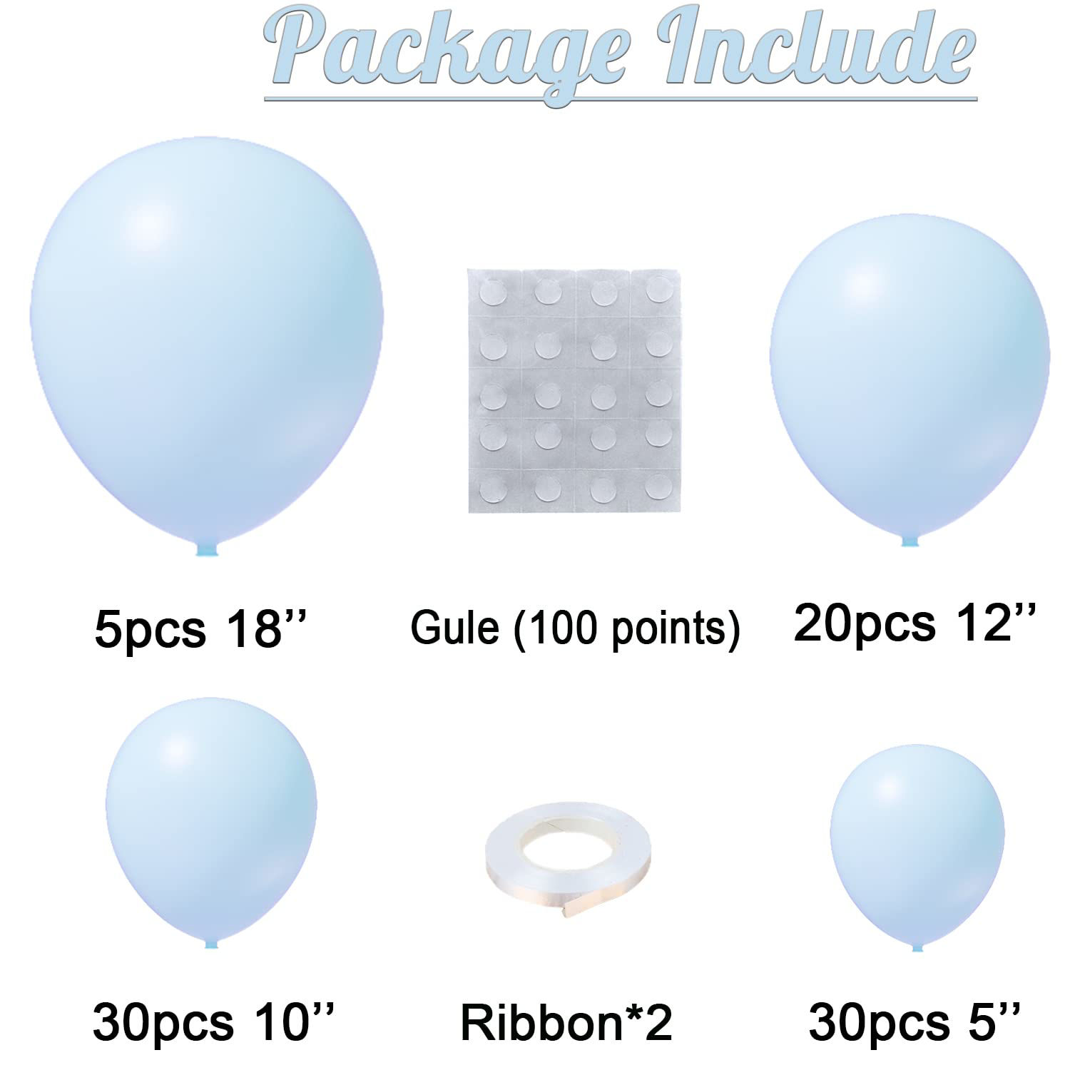 GetUSCart- Pastel Blue Balloons 85 pcs Light Blue Balloon Garland Arch Kit 5/10/12/18 Inch ...