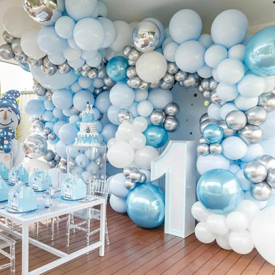 GetUSCart- Pastel Blue Balloons 85 pcs Light Blue Balloon Garland Arch Kit 5/10/12/18 Inch ...