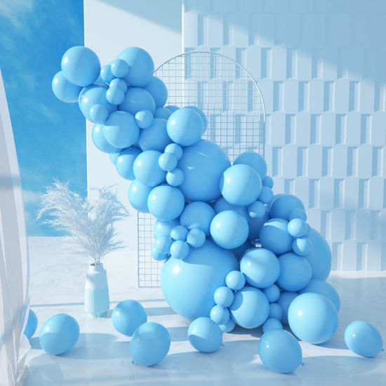 GetUSCart- MOMOHOO Blue Balloons Garland Kit - 100Pcs 5/10/12/18 Inch Baby Blue Balloons for ...