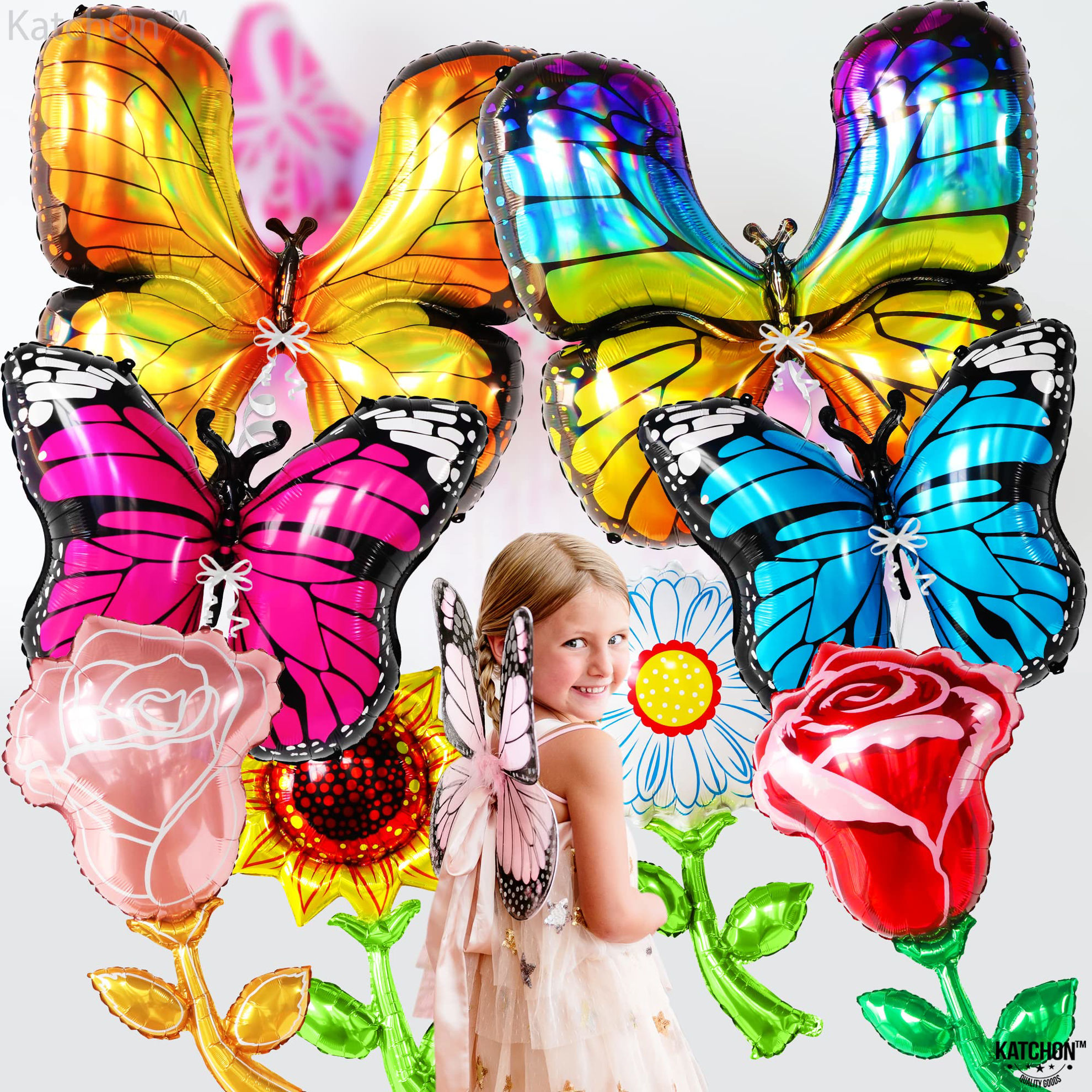 GetUSCart- Big, Butterfly Balloon and Flower Balloon - Pack of 10 ...