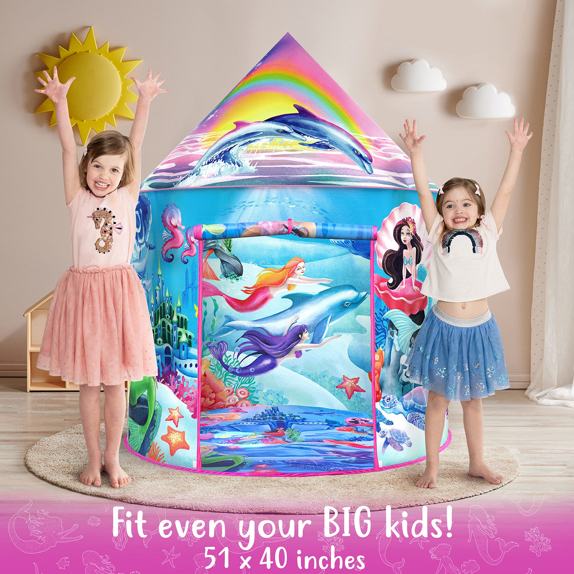 GetUSCart- W&O Musical Mermaid Tent with Under-The-Sea Button, Mermaid ...