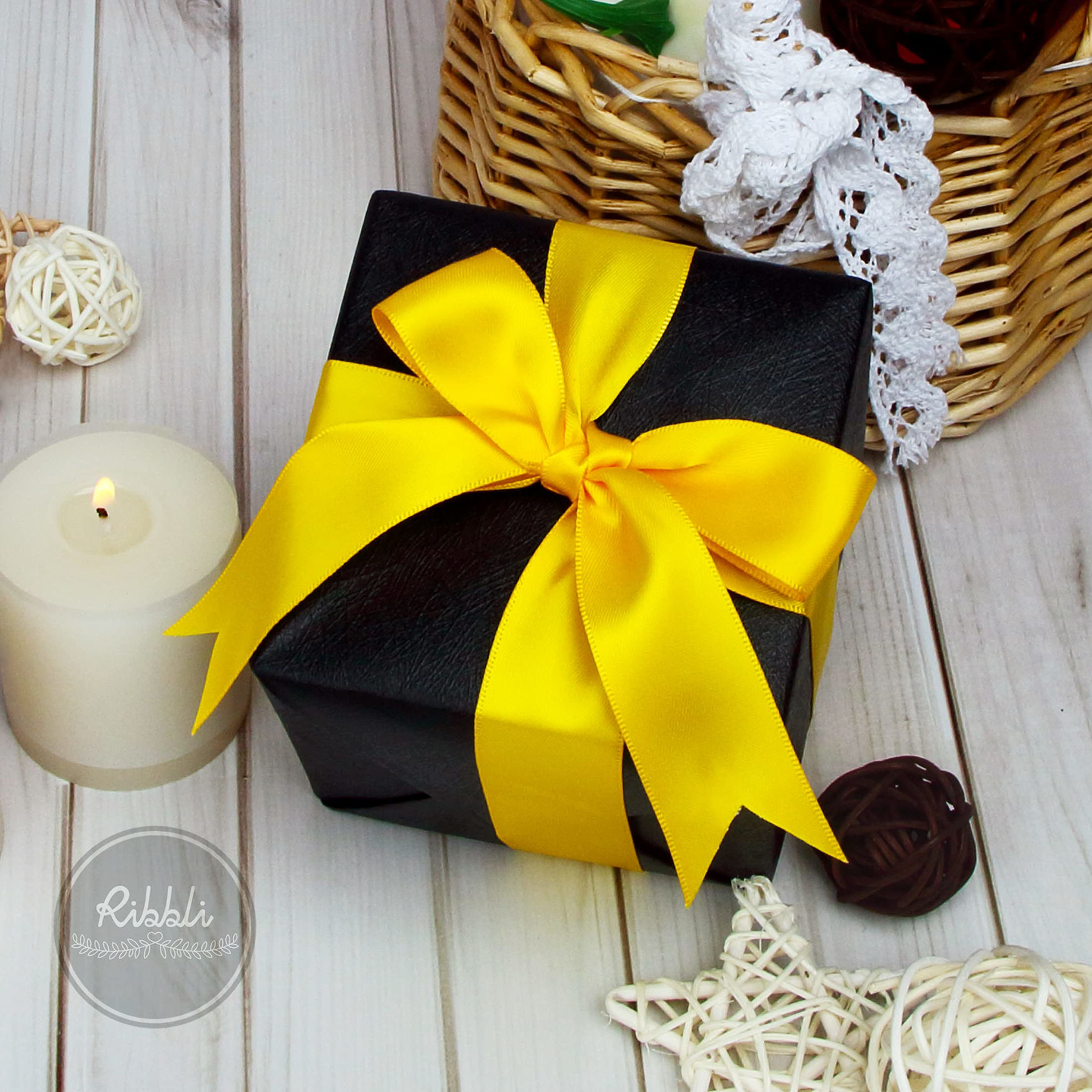 GetUSCart- Ribbli Maize Yellow Double Faced Satin Ribbon,1” x ...