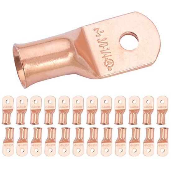 GetUSCart- SELTERM 25pcs 3/0 AWG 1/4" Stud Battery Lugs, Ring Terminals, Heavy Duty Copper Wire ...