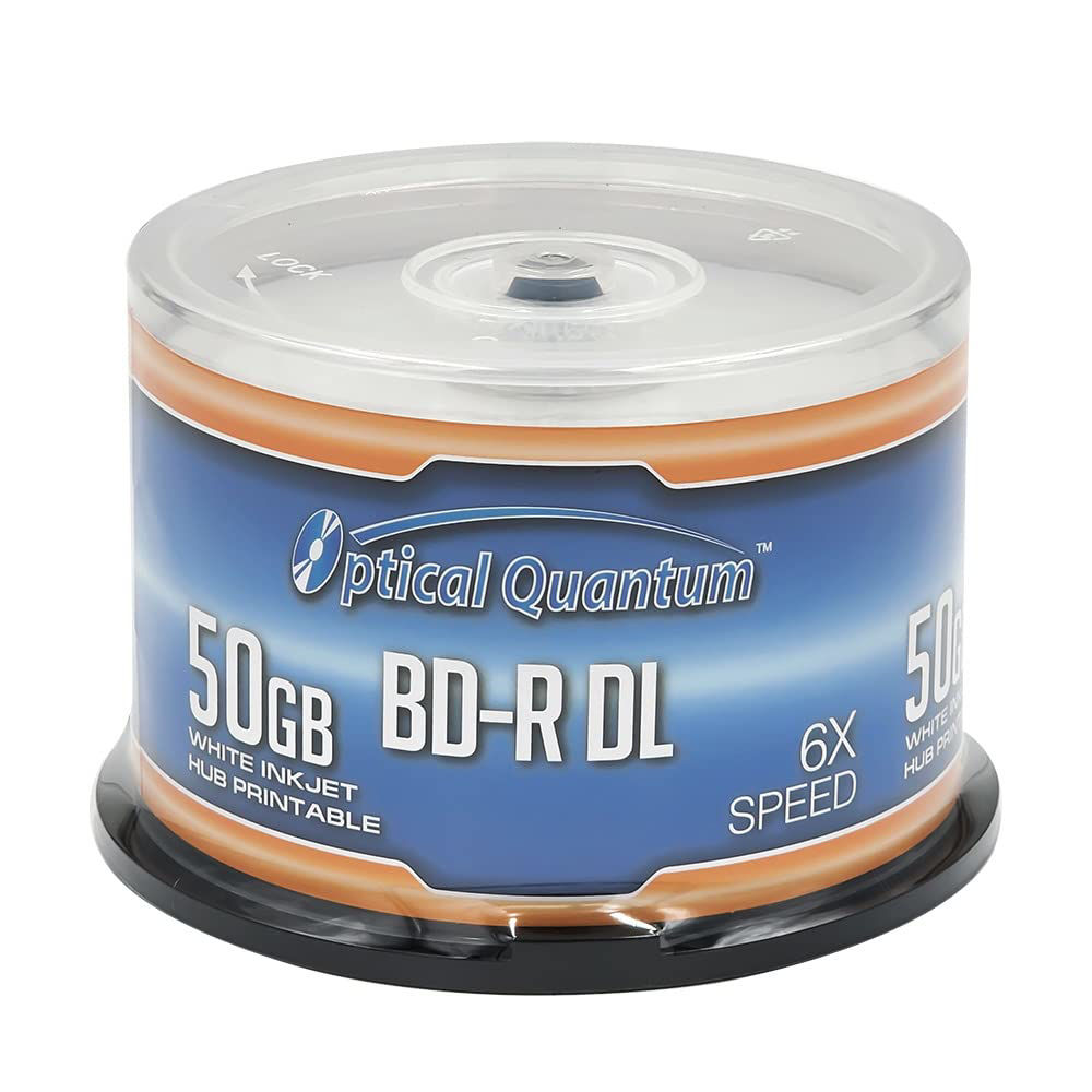 GetUSCart- Optical Quantum 6X 50GB BD-R DL White Inkjet Printable Blu-ray Double Layer ...