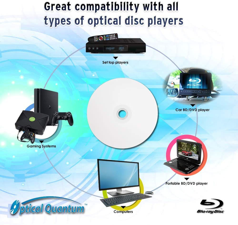 GetUSCart- Optical Quantum 6X 50GB BD-R DL White Inkjet Printable Blu-ray Double Layer ...