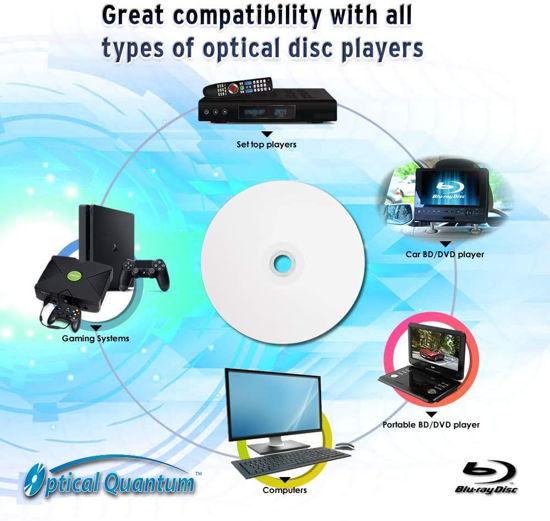 GetUSCart- Optical Quantum 6X 50GB BD-R DL White Inkjet Printable Blu ...