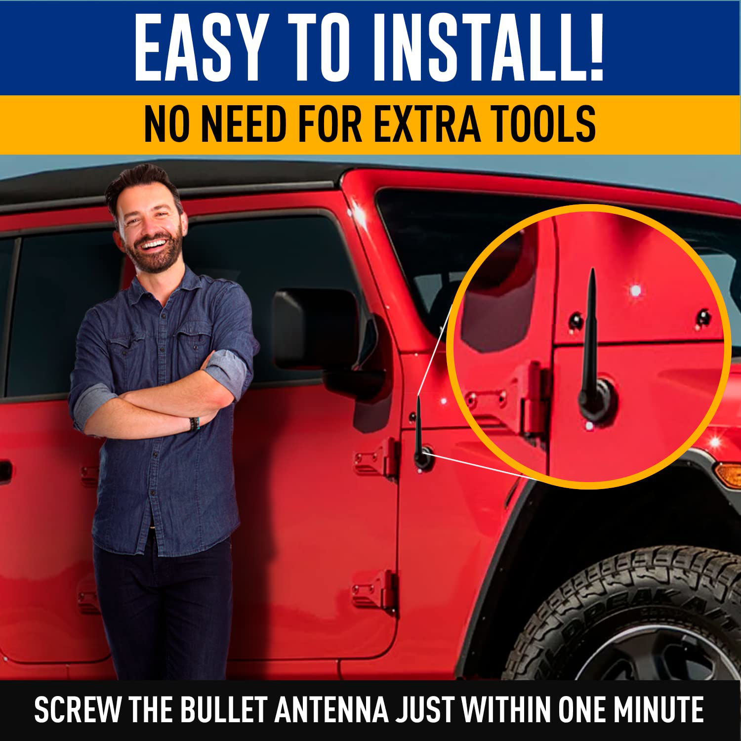 GetUSCart- Bullet Antenna Mast for Jeep Wrangler JK JL 4xe Gladiator ...