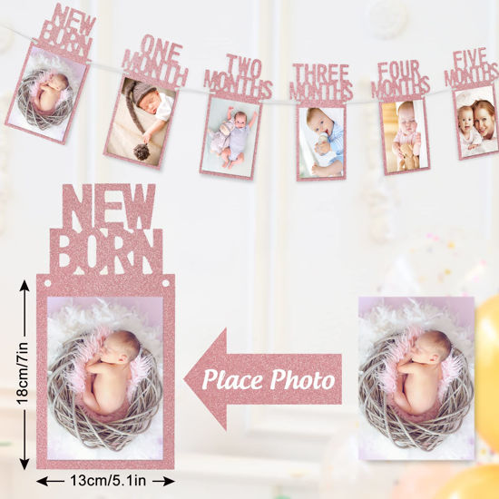 GetUSCart- Whaline 1st Birthday Baby Photo Banner for Newborn to 12 ...