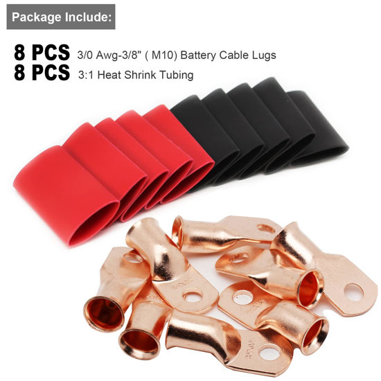 GetUSCart- TKDMR 8pcs 3/0 AWG-3/8" Battery Lugs,Copper Wire Lugs,Heavy ...
