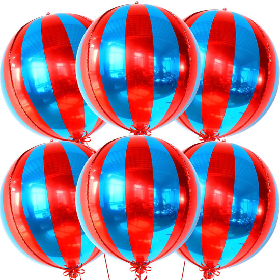 GetUSCart- Big, Red and Blue Carnival Balloons - Pack of 6, Circus ...