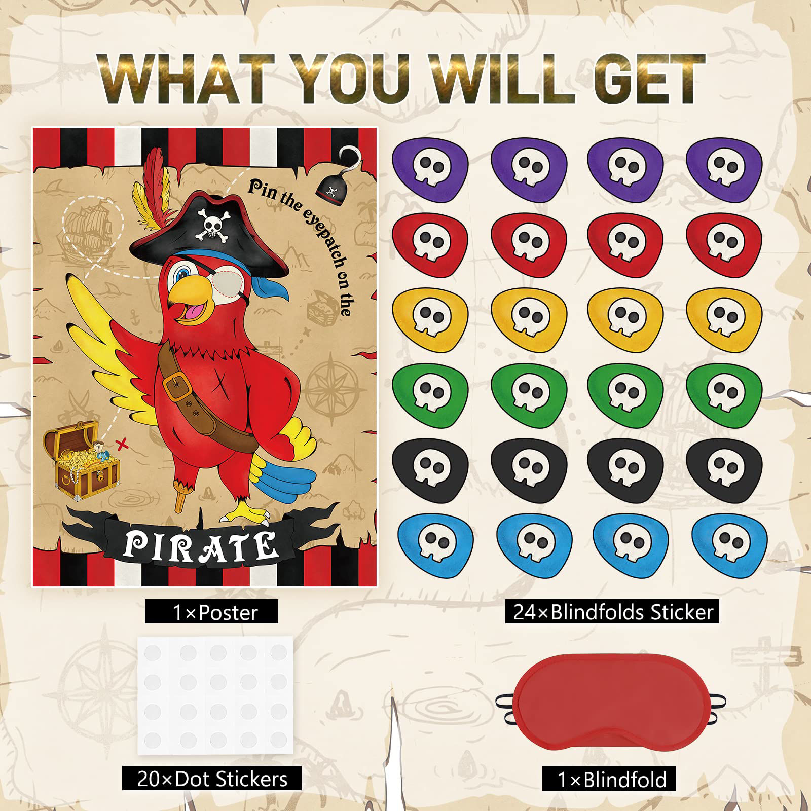 GetUSCart- WERNNSAI Pin the Eye Patch on the Pirate - Pirate Party ...