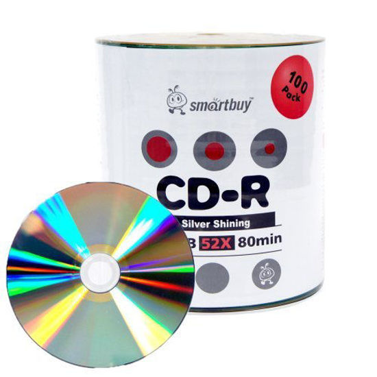 GetUSCart- Smartbuy 100-disc 700mb/80min 52x CD-R Shiny Silver Top ...