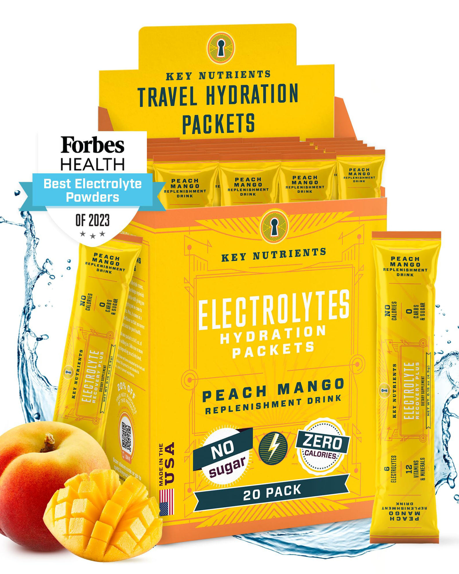 GetUSCart- KEY NUTRIENTS Electrolytes Powder Packets - Tropical Peach ...