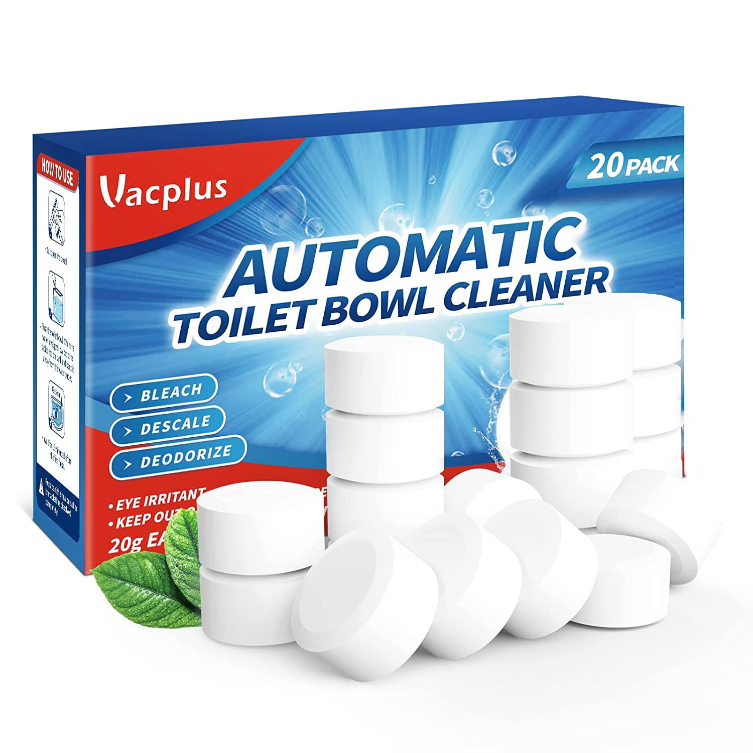 GetUSCart- Vacplus Toilet Bowl Cleaner Tablets - 20 PACK, Automatic ...