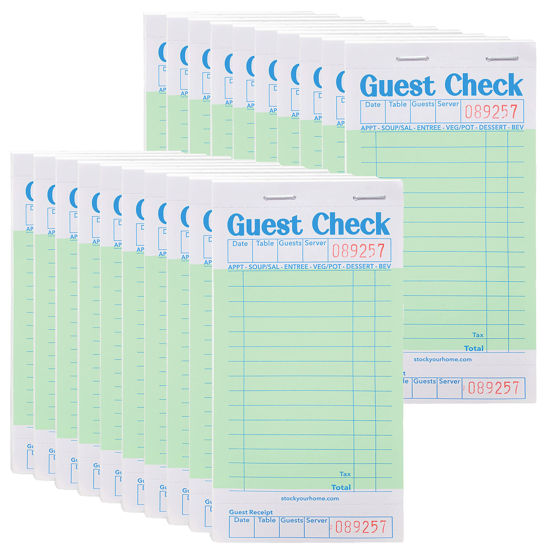 GetUSCart- Stock Your Home Green Guest Check Books for Servers (20 Pack ...