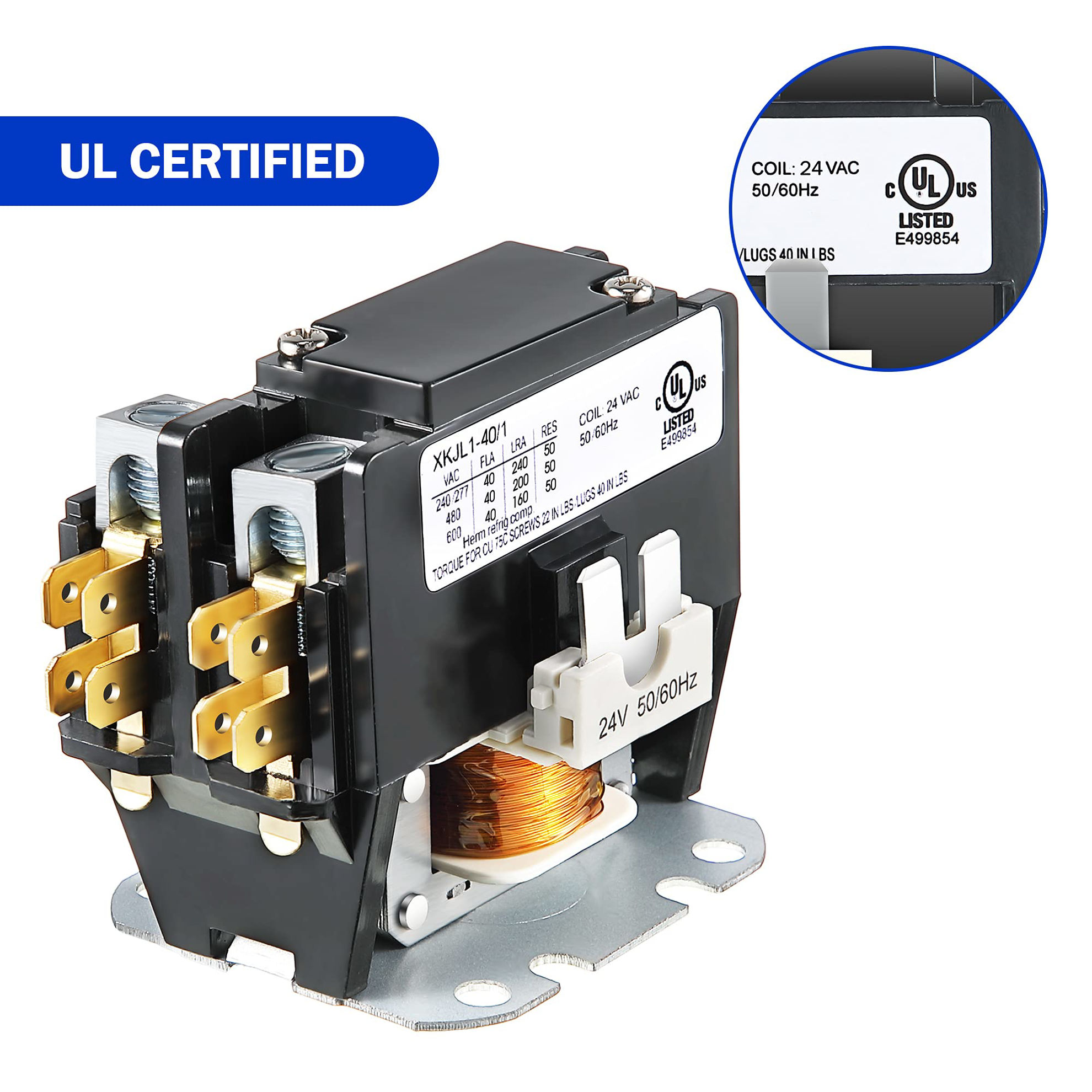 GetUSCart- Carrier Hvac Motor Contactor, 24VAC 40 Amp Coil Single Pole ...