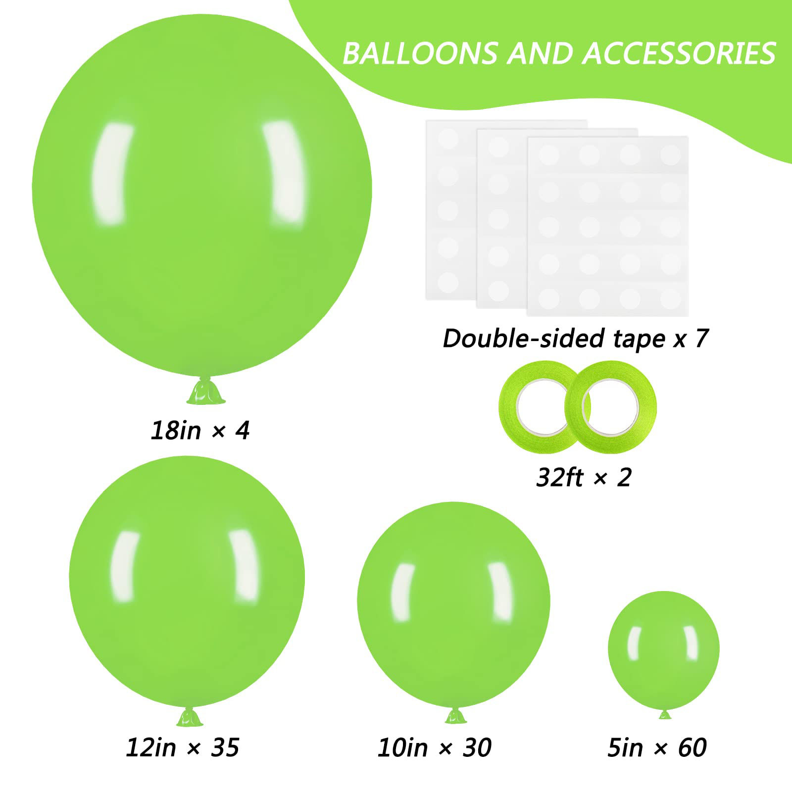 GetUSCart- RUBFAC Lime Green Balloons 129pcs Light Green Balloons 18 12 ...