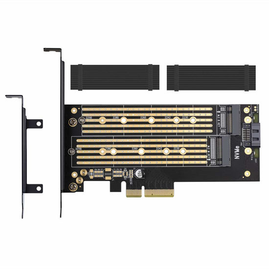 GetUSCart- Dual M.2 PCIE Adapter for SATA or PCIE NVMe SSD with ...