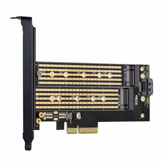 GetUSCart- Dual M.2 PCIE Adapter for SATA or PCIE NVMe SSD with ...