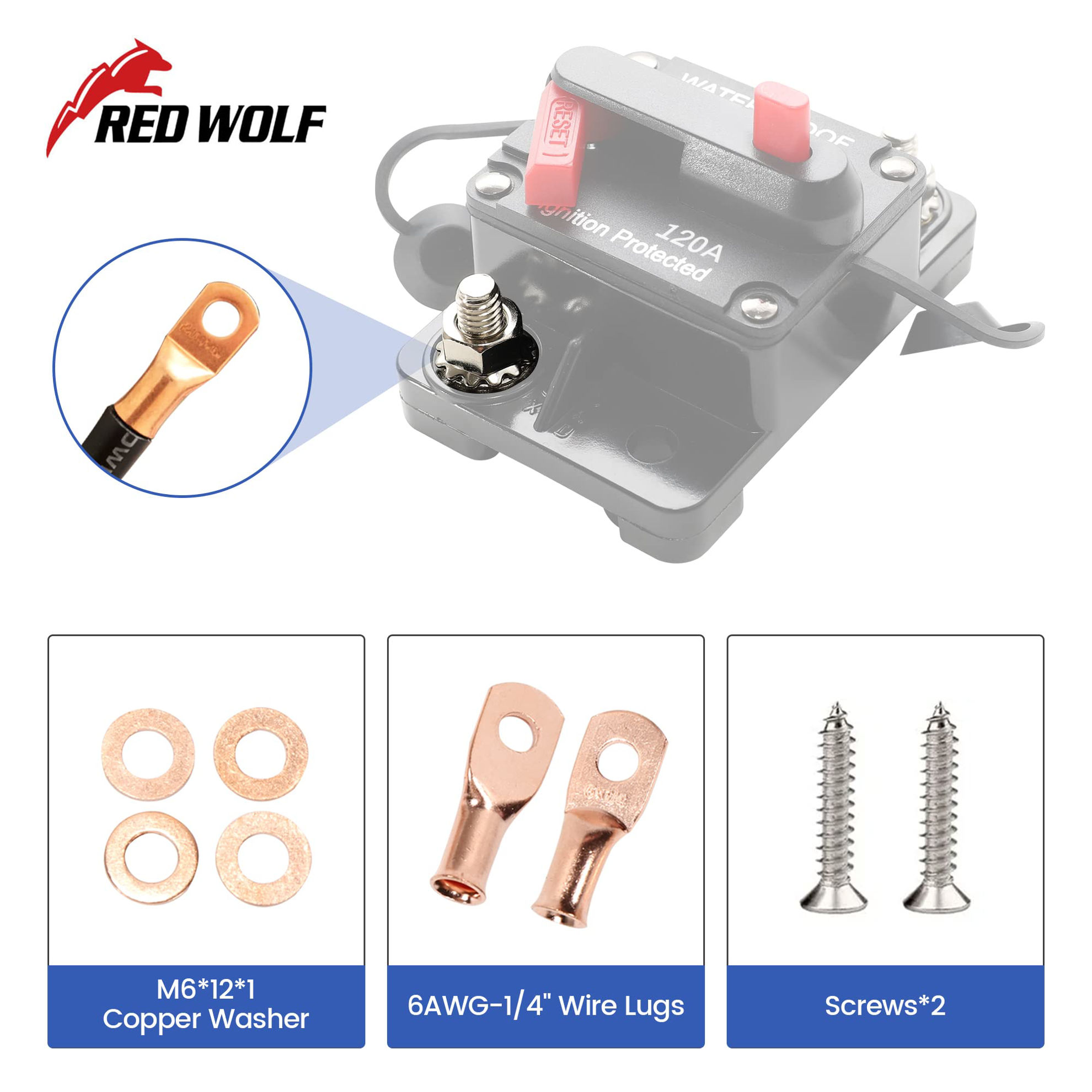 GetUSCart- RED WOLF 120 AMP Car Circuit Breaker w/Manual Reset Switch ...