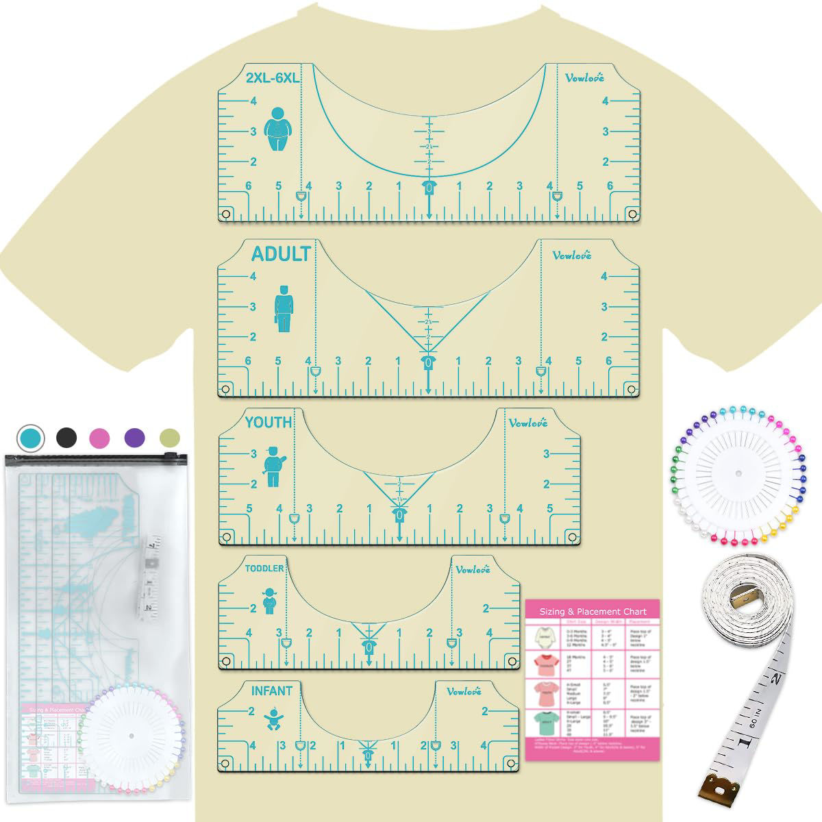 GetUSCart- T-Shirt Ruler Guide Alignment Tool to Center Designs, Tshirt ...