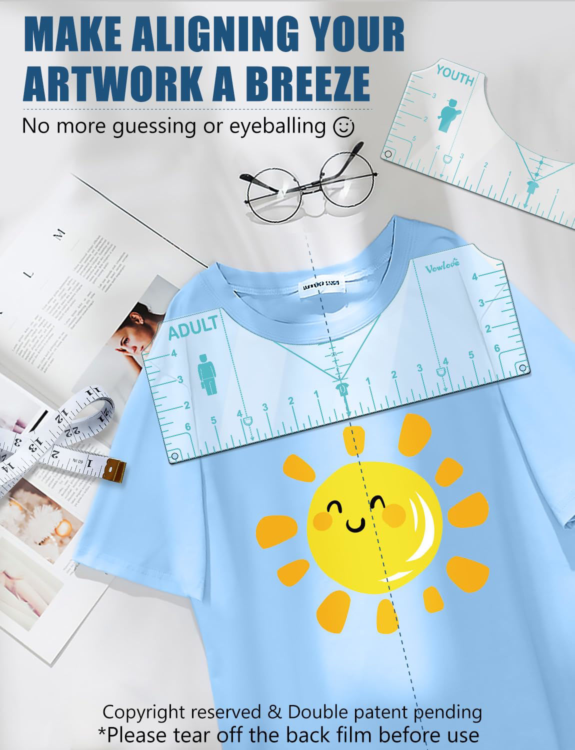 GetUSCart- T-Shirt Ruler Guide Alignment Tool to Center Designs, Tshirt ...