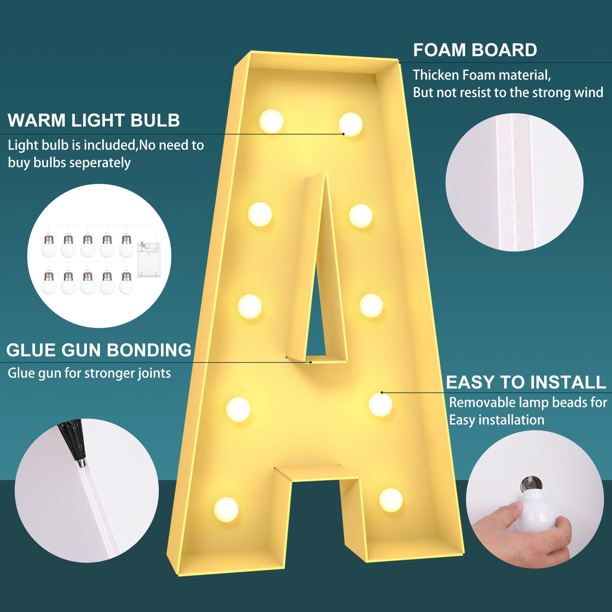 GetUSCart- 3FT Large Marquee Light Up Letters Numbers Giant Mosaic ...