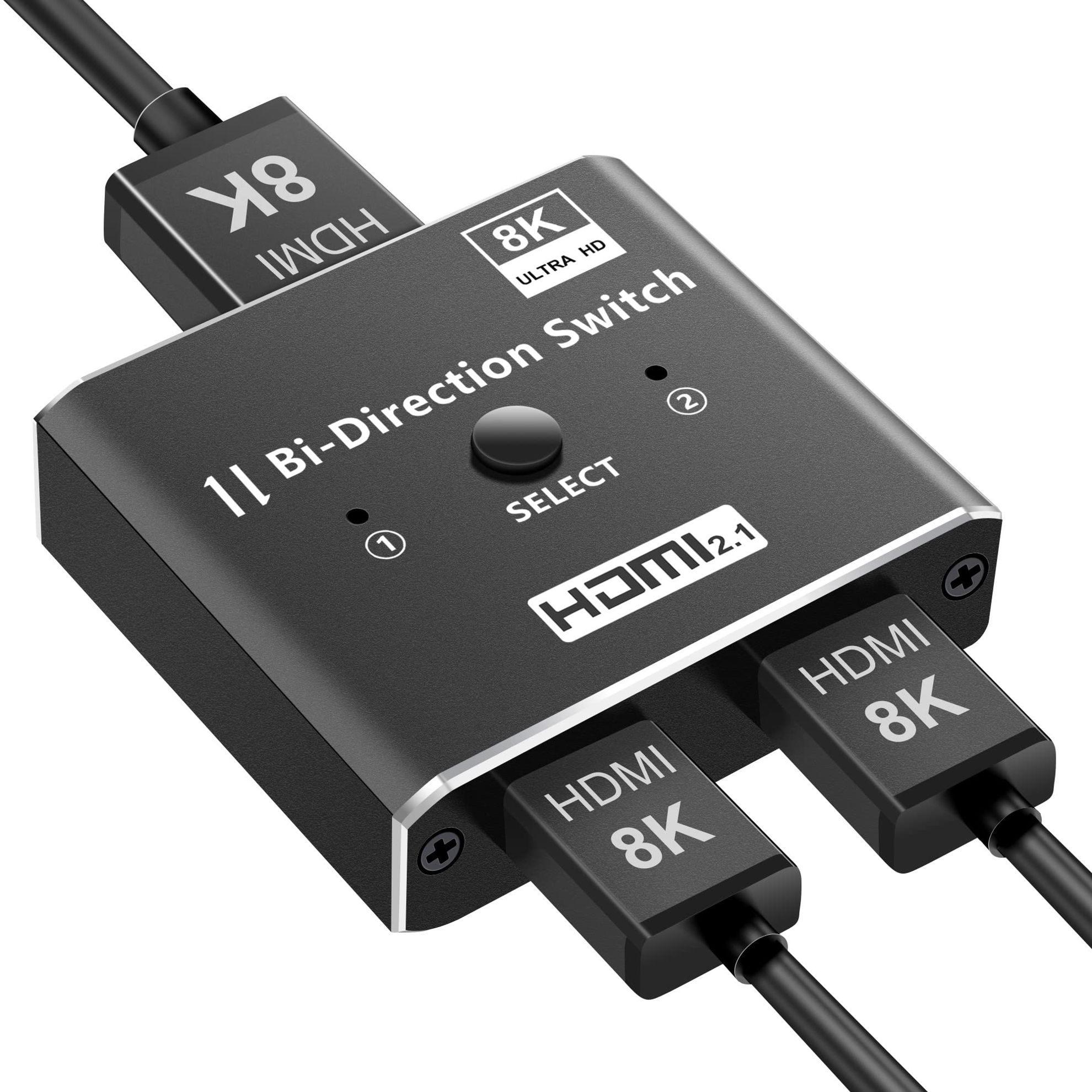 GetUSCart- HDMI Switch 4K 120Hz, avedio links 8K HDMI 2.1 Switch Splitter 2 in 1 Out, Aluminum ...