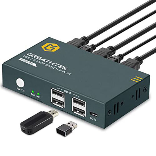 GetUSCart- KVM Switches 2 Port 4K@60Hz, GREATHTEK KVM Switch HDMI Share ...