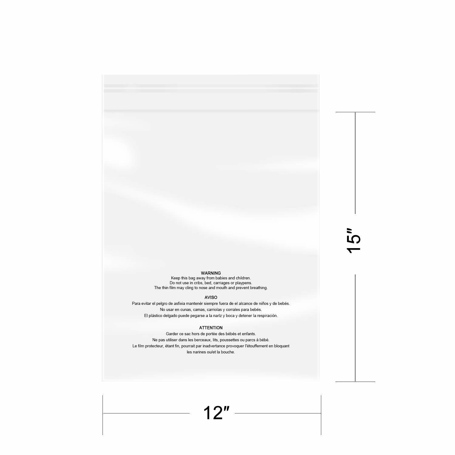 GetUSCart- 100 Pcs - 12" x 18", Clear Poly Bags with Suffocation ...