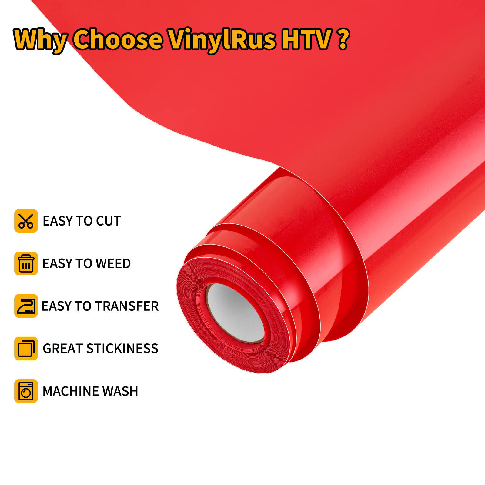 GetUSCart- VinylRus Heat Transfer Vinyl-12” x 20ft Red Iron on Vinyl ...