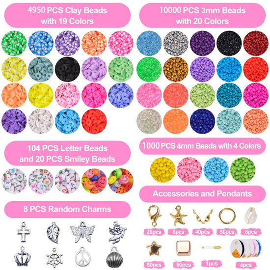 GetUSCart- LZOUOWO 16300 Flat Clay Beads for Bracelets Making Aesthetic ...