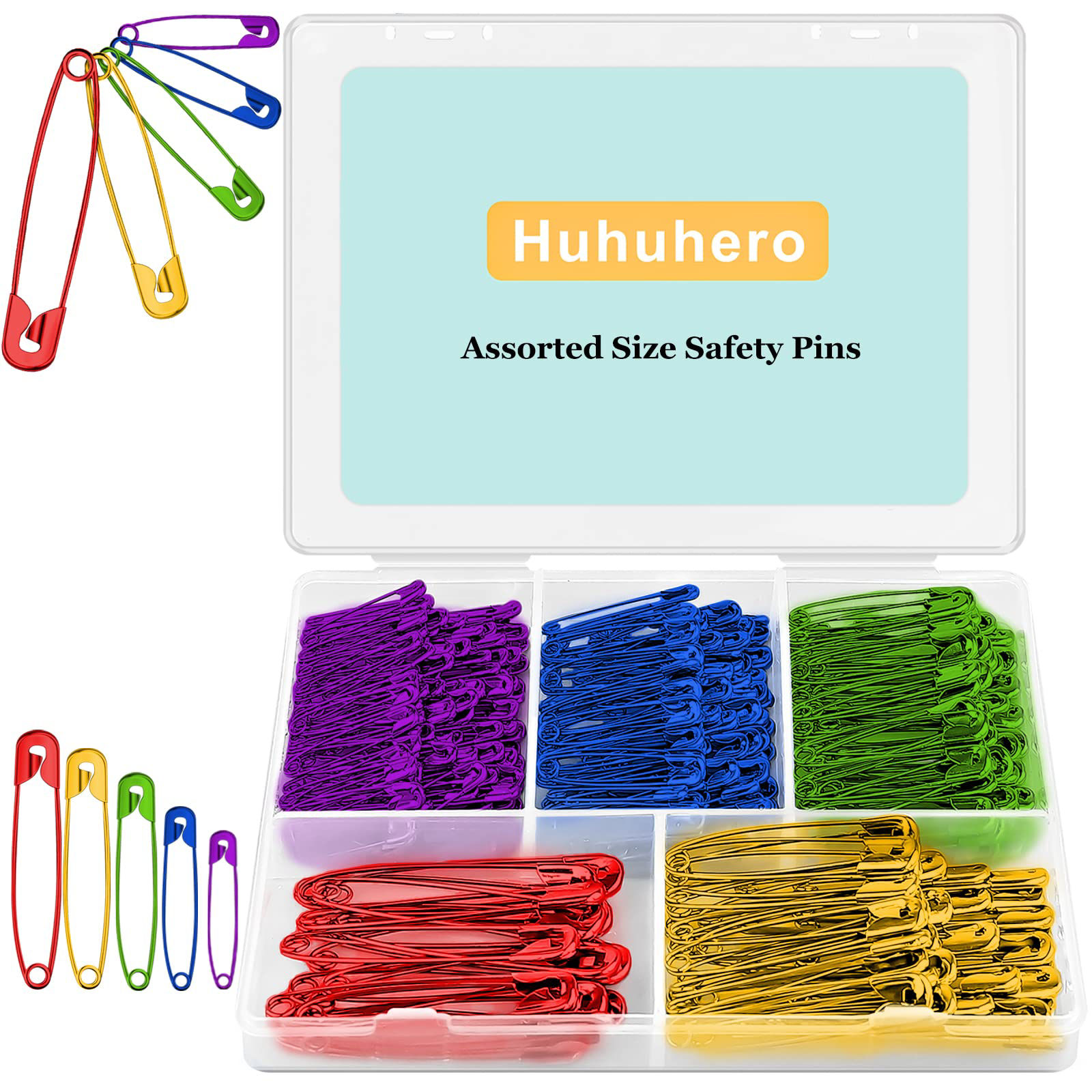 GetUSCart- Safety Pins Assorted, 340 PCS Nickel Plated Steel Safety ...