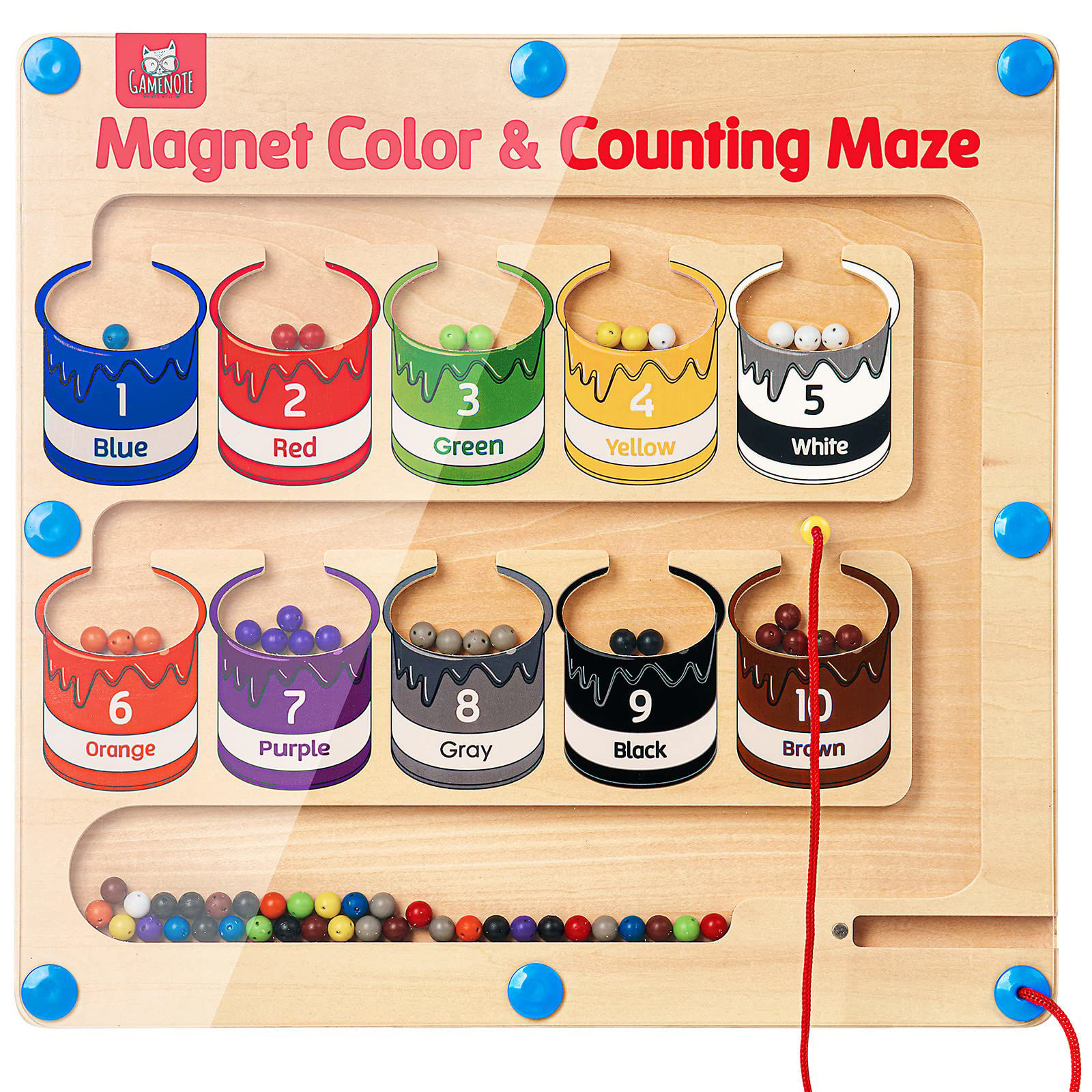 GetUSCart- GAMENOTE Magnetic Color and Number Maze - Wooden Magnet ...