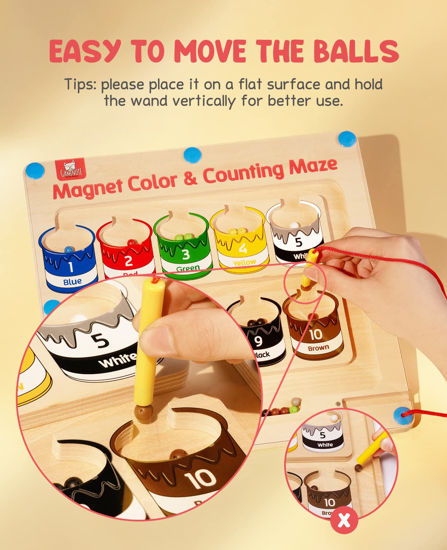 GetUSCart- GAMENOTE Magnetic Color and Number Maze - Wooden Magnet ...